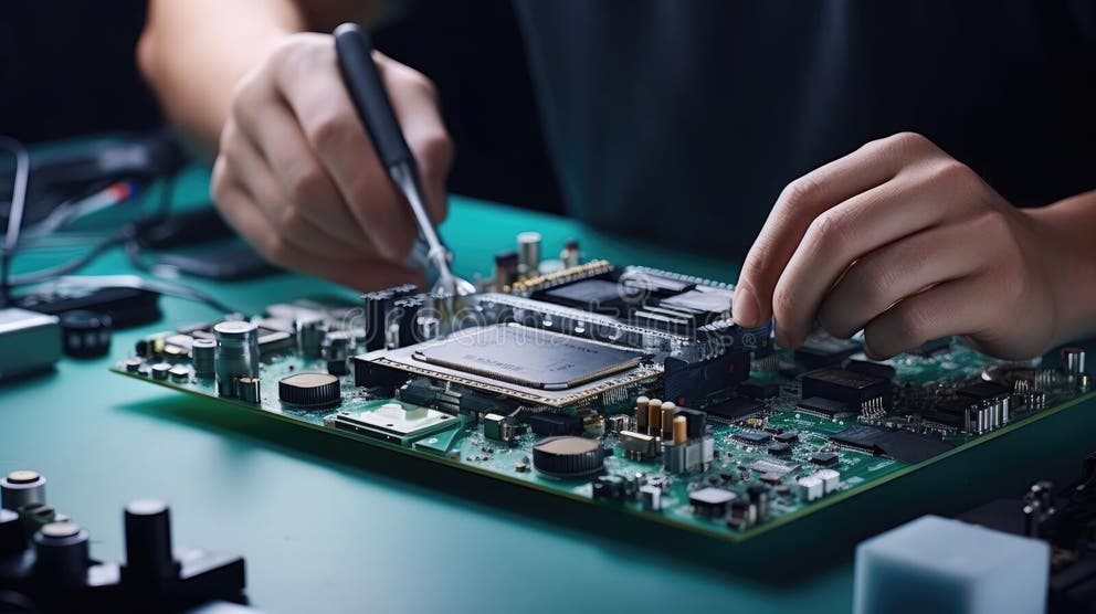 Microelectronics Engineer Designing New Chips Stock Illustration - Illustration of microchip ...