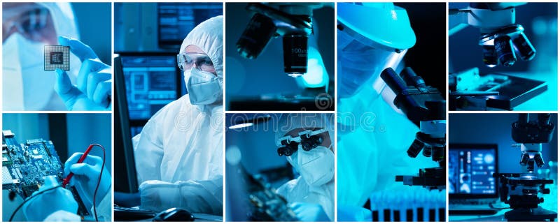 Microelectronics Engineers Work in a Modern Scientific Laboratory on ...