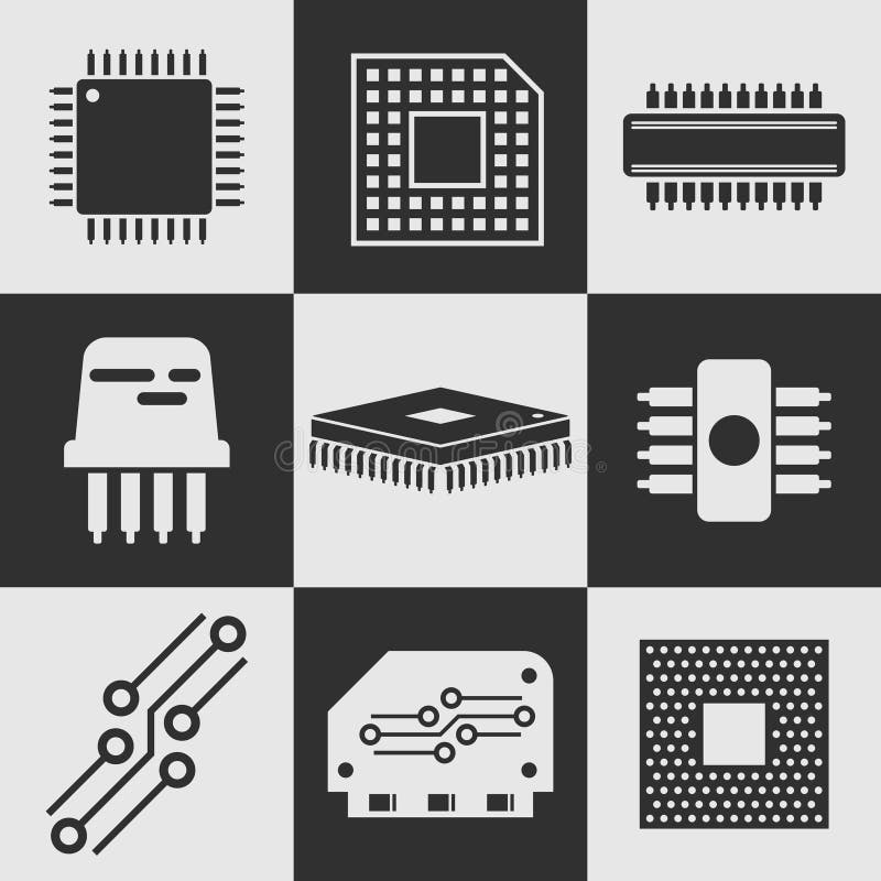 Microelectronics icon set stock illustration. Illustration of board ...