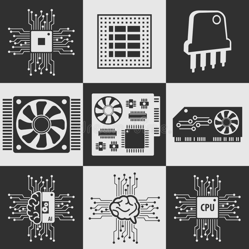 Microelectronics icon set stock vector. Illustration of system - 374979228