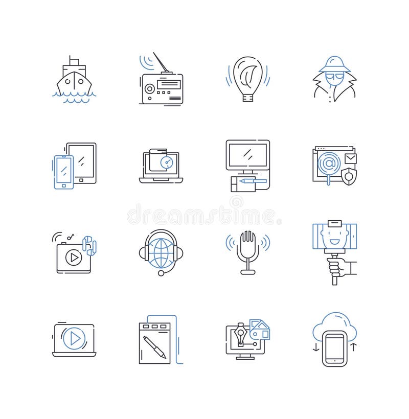 Microelectronics Line Icons Collection. Silicon, Nanotechnology ...