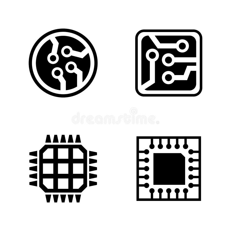 Microelectronics. Simple Related Vector Icons Stock Vector ...