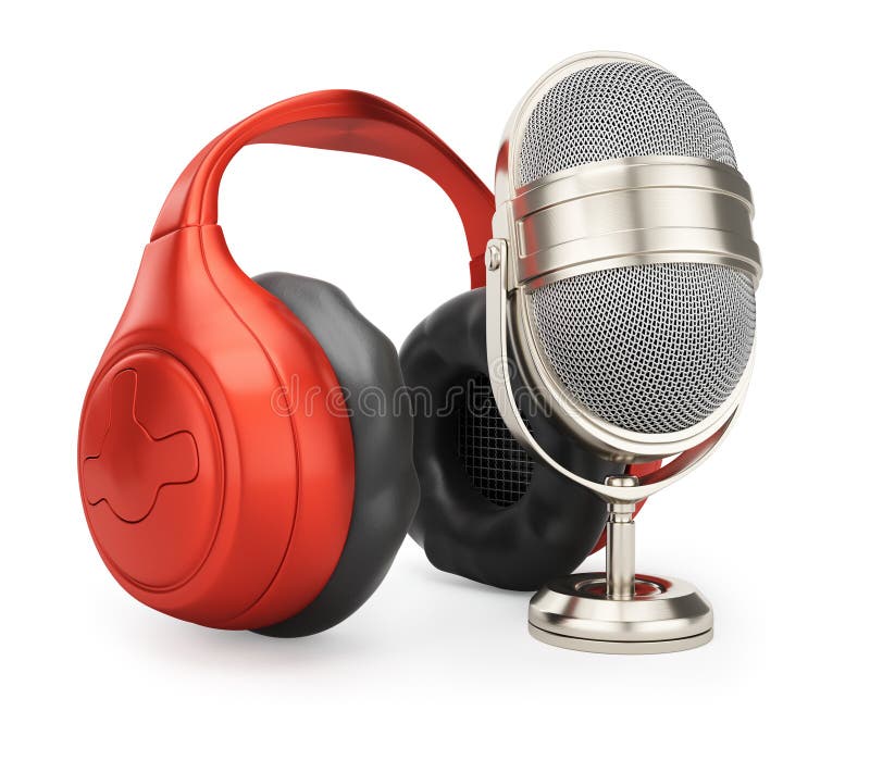 Microfone E Fones De Ouvido Clássicos Ilustração Stock - Ilustração de ...