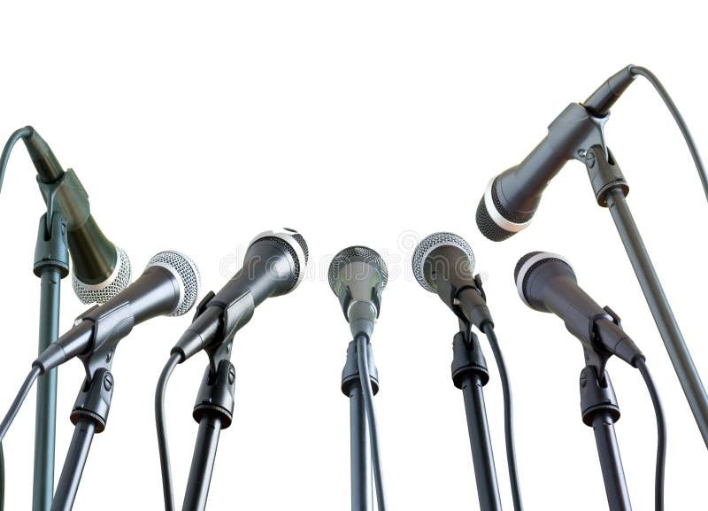 Microfoons Die Op Geïsoleerde Persconferentie of Gesprek Worden ...