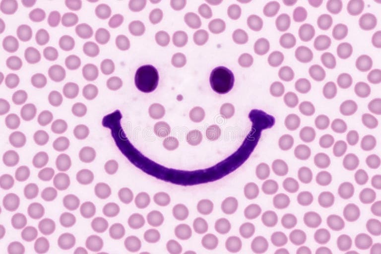 Micrograph Showing Smiling Face Pattern in Purple Cells Under ...