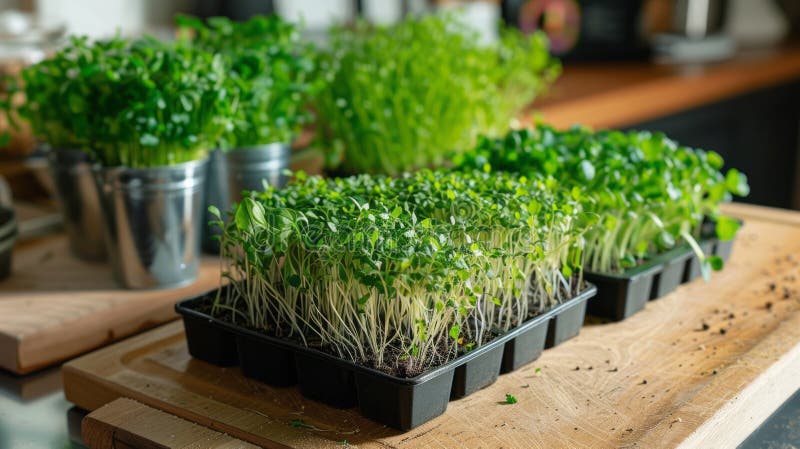 Microgreen Culinary Display in the Kitchen Stock Illustration ...