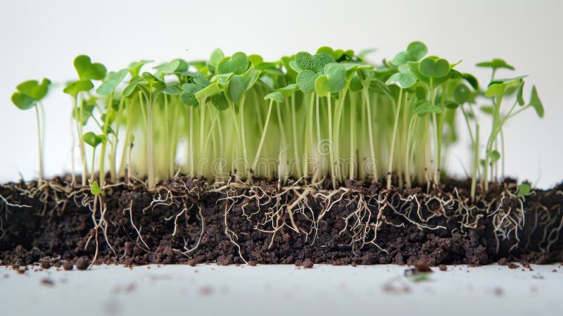 Microgreen Root System Development Stock Illustration - Illustration of ...