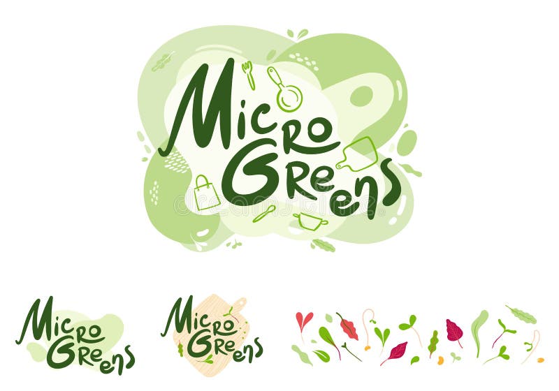 Microgreens or Baby Greens , Lettering, Logo,illustration Objects Stock ...
