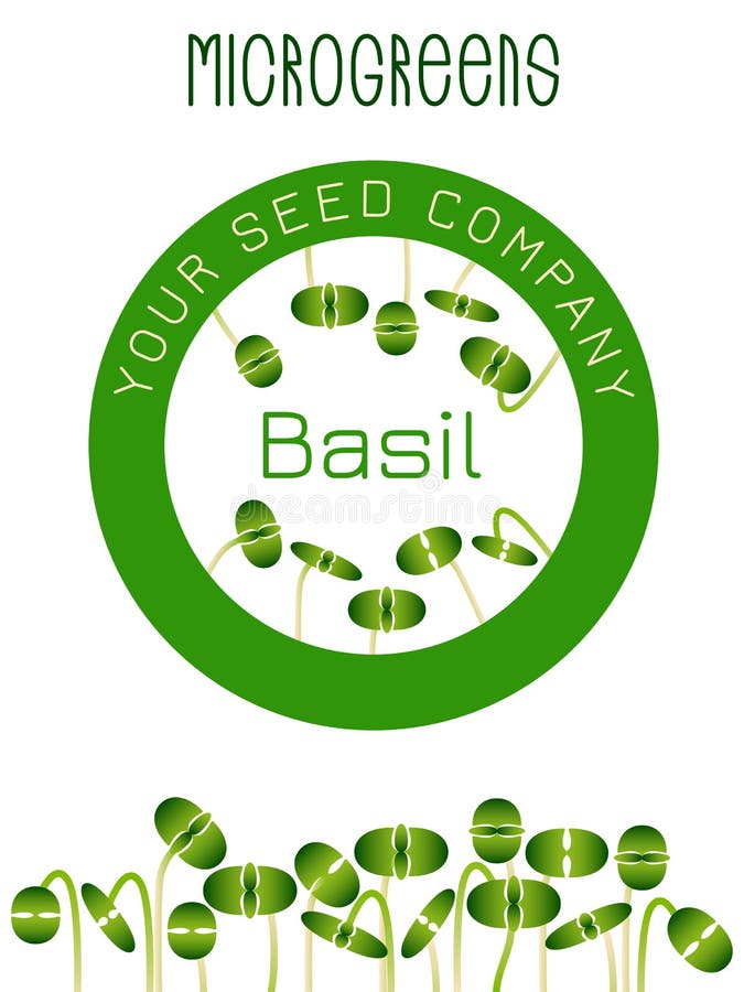 Microgreens Basil. Seed Packaging Design, Round Element in the Center ...