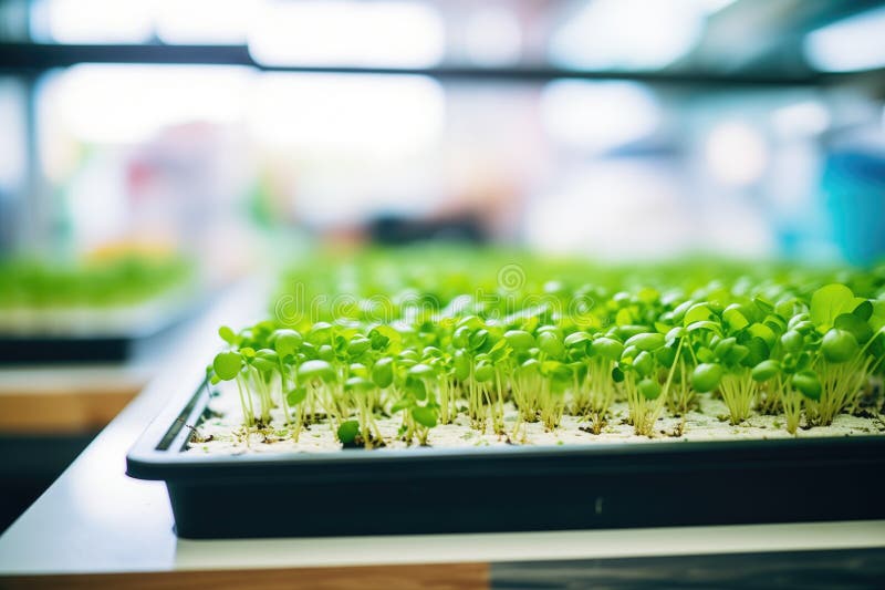 Microgreens Growing in a Hydroponic System Stock Photo - Image of ...