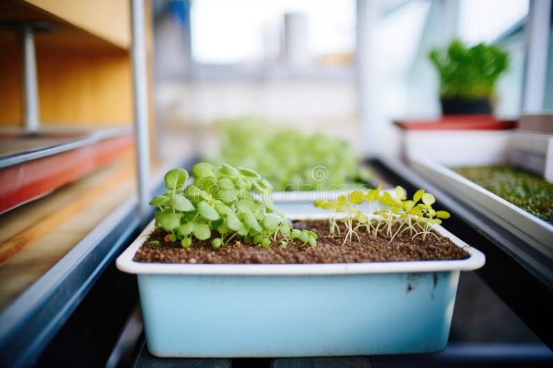 Microgreens Growing in Recycled Containers Stock Image - Image of ...