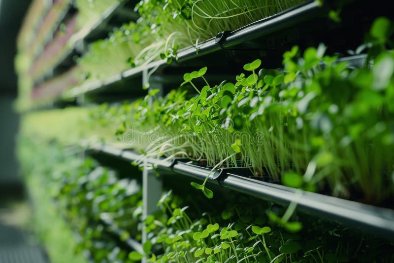 Microgreens Growing in a Vertical Farm, Efficient Space Use Stock Image ...
