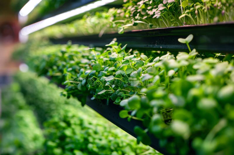 Microgreens Growing in a Vertical Farm, Efficient Space Use Stock Image ...