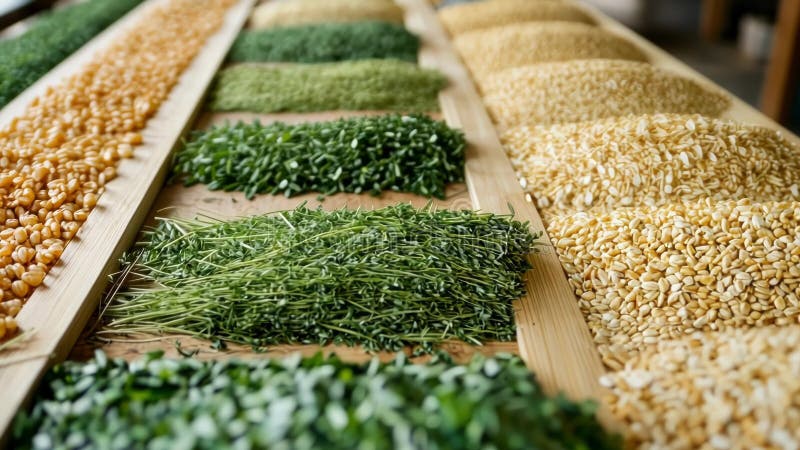 Microgreens and Sprouts Growing in Trays in Vertical Farming System ...