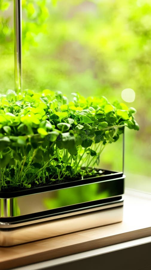 Microgreens Thrive in Modern Indoor Planter Basking in Natural Light ...