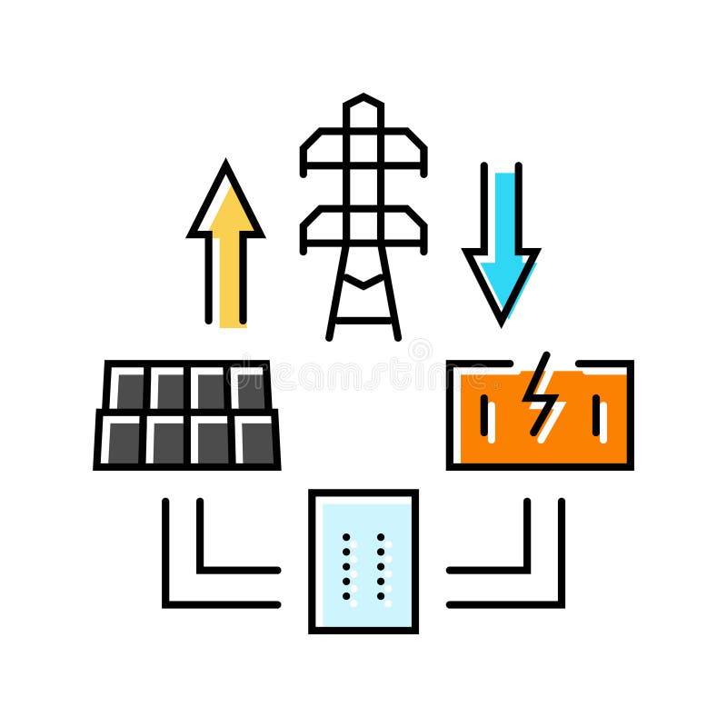 Microgrids Electric Grid Color Icon Vector Illustration Stock ...