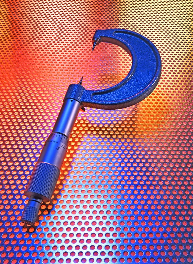 Micrometer in blue stock image. Image of vernier, measurement - 6533613