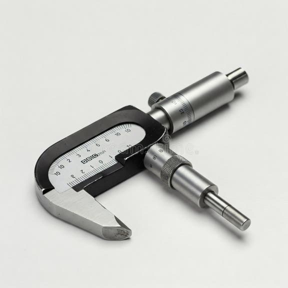 Micrometer and Caliper on a White Background. Close-up. Stock ...