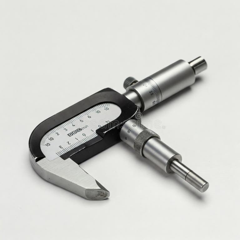 Micrometer and Caliper on a White Background. Close-up. Stock ...