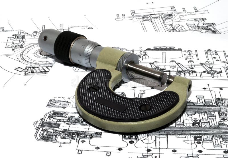 Micrometer on the drawing stock photo. Image of three - 14447268