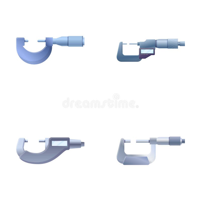 Micrometer Icons Set Cartoon Vector. Various Type of Micrometer Stock ...