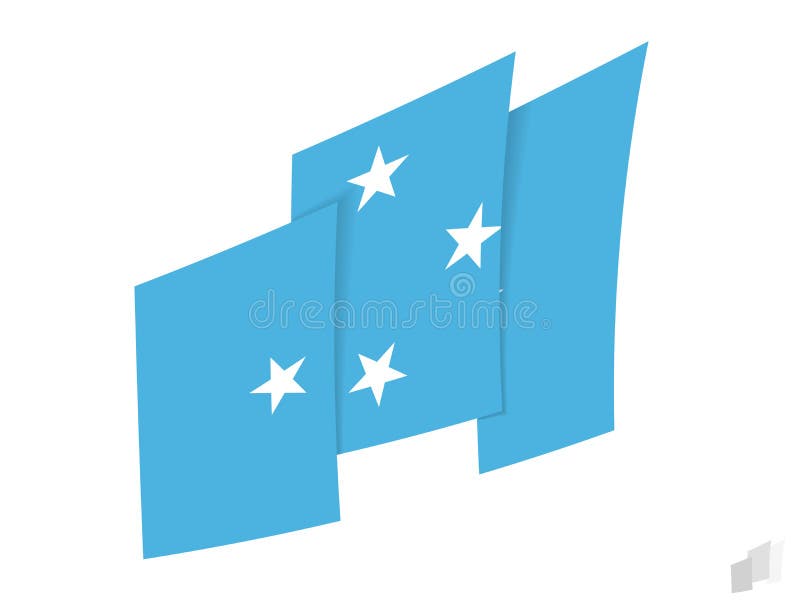 Micronesia Flag in an Abstract Ripped Design. Modern Design of the ...