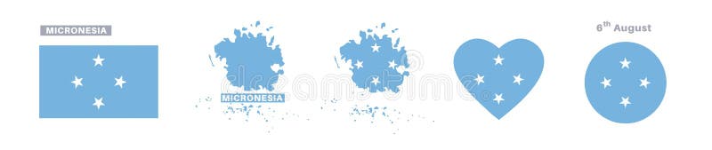 Micronesia Flag and Map Set. Independence Day 6 August, Map, Circle and ...