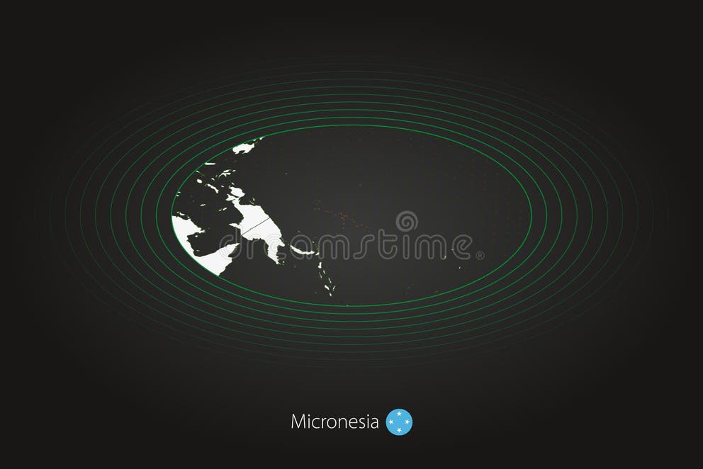 Micronesia Map in Dark Color, Oval Map with Neighboring Countries Stock ...