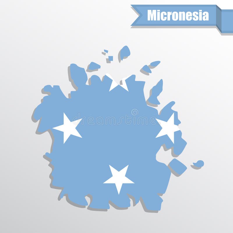 Micronesia Map with Flag Inside and Ribbon Stock Vector - Illustration ...
