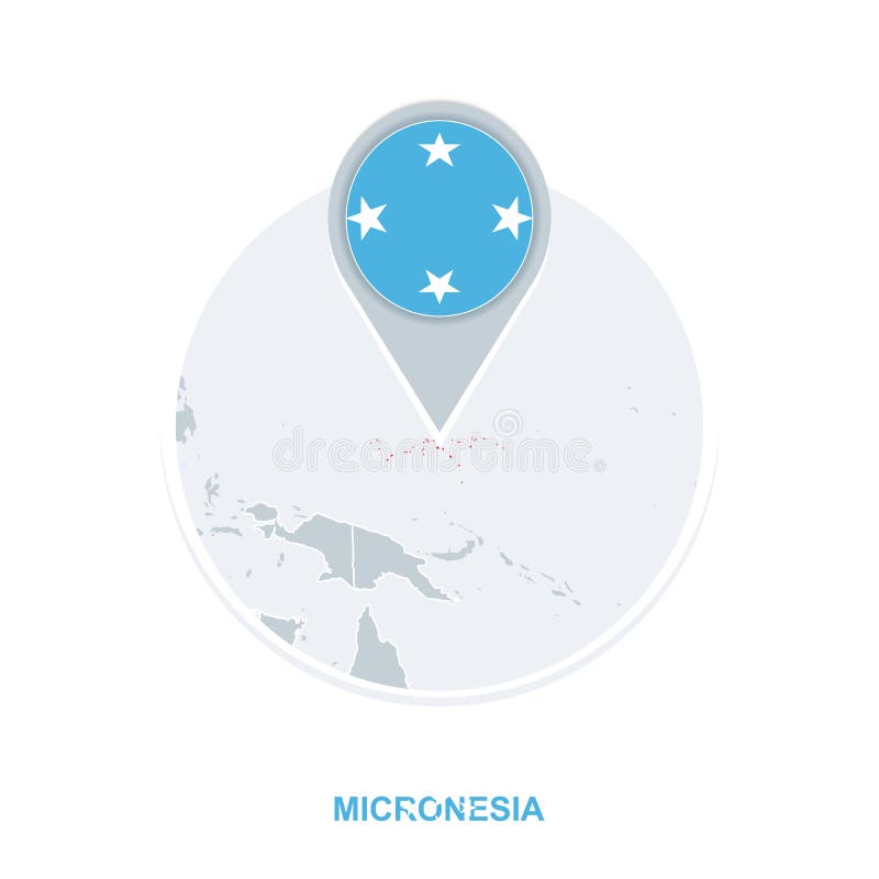 Micronesia Map and Flag, Vector Map Icon with Highlighted Micronesia ...