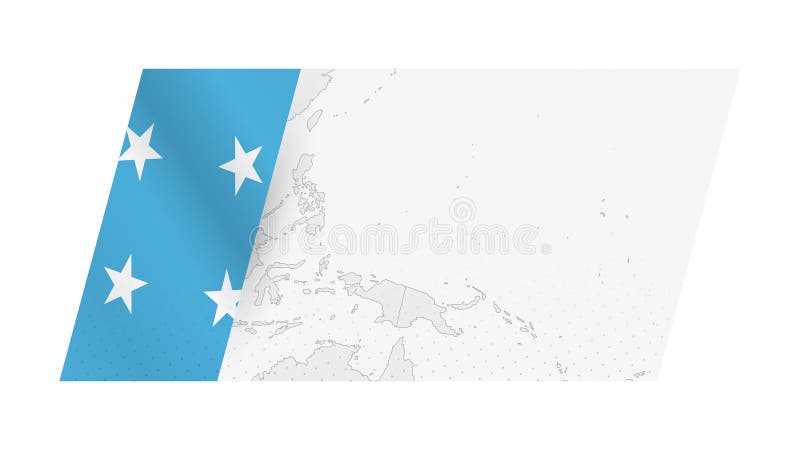 Micronesia Map in Modern Style with Flag of Micronesia on Left Side ...