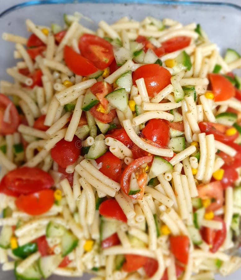 Microni Salad with Tomatoes Stock Image - Image of nuddle, tomato ...