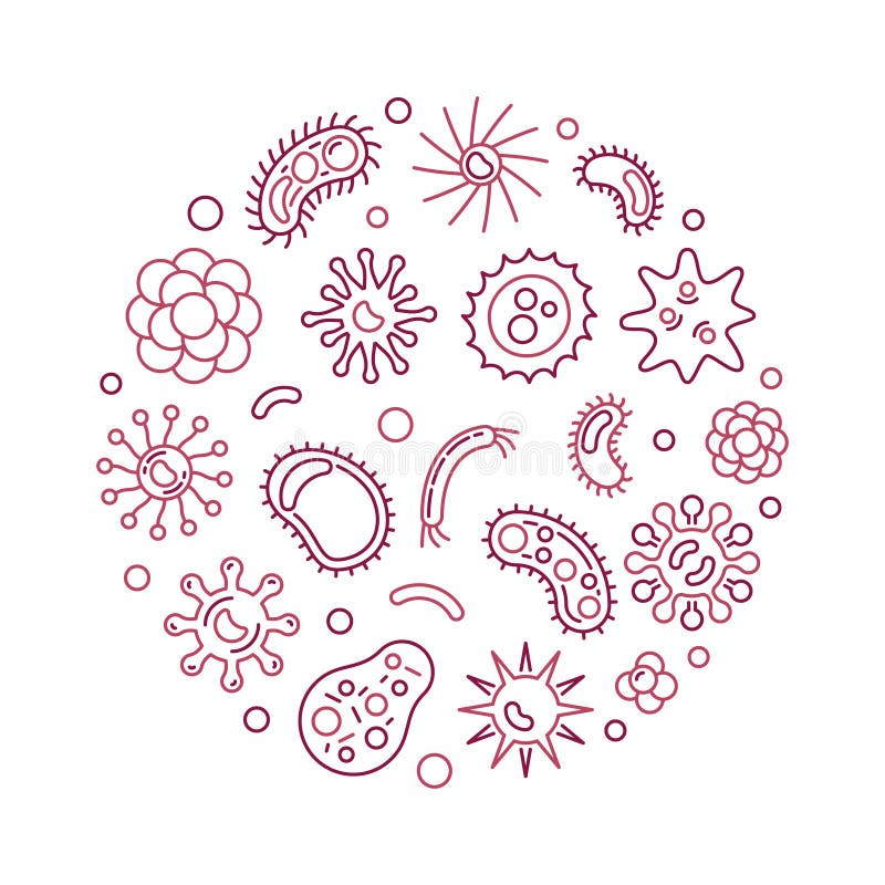Microbiology Colored Outline Frame. Vector Concept Illustration Stock ...