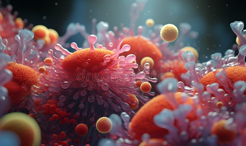 Microorganisms from Bacteria Cell Microscope, Ai Generative Stock ...