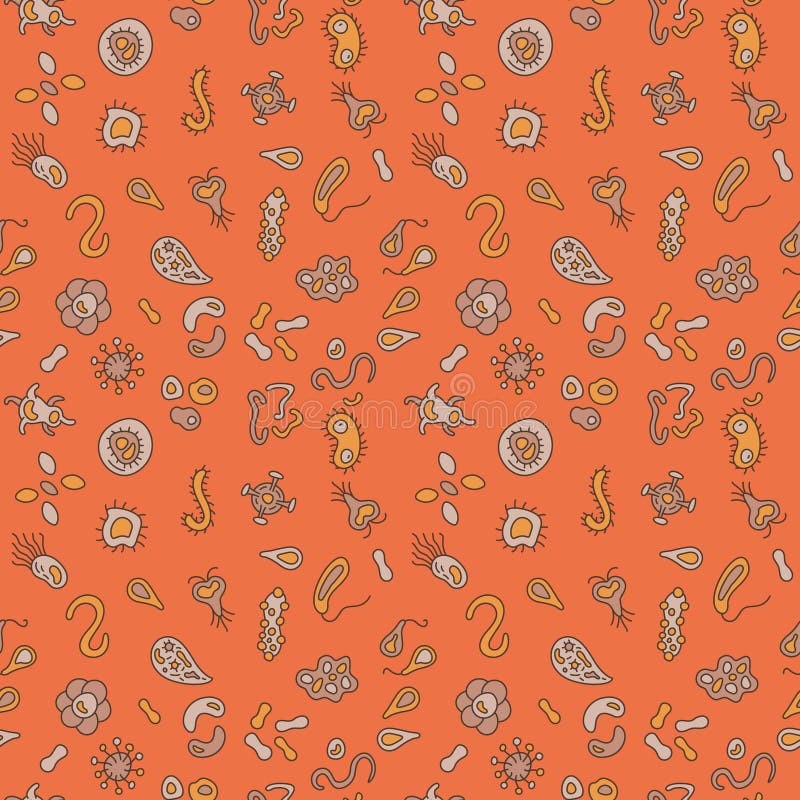 Microorganisms and Bacteria Vector Biology Concept Creative Seamless ...