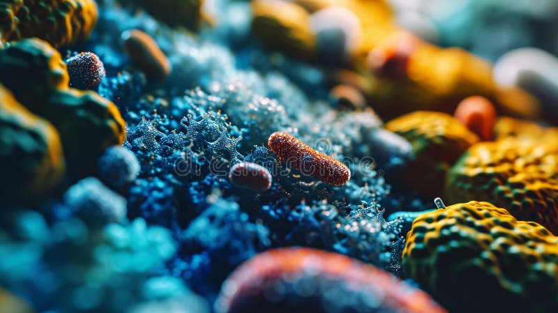Microorganisms Close-up through a Microscope Stock Image - Image of ...