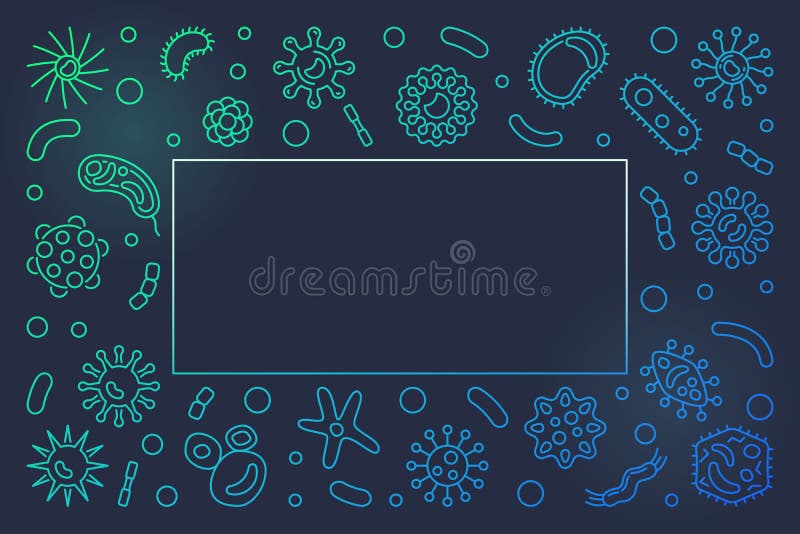 Microorganisms Colorful Frame. Vector Line Illustration Stock Vector ...