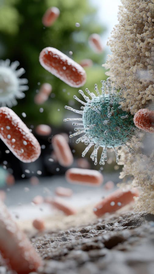 Microorganisms Interact within a Natural Environment, Showcasing a ...