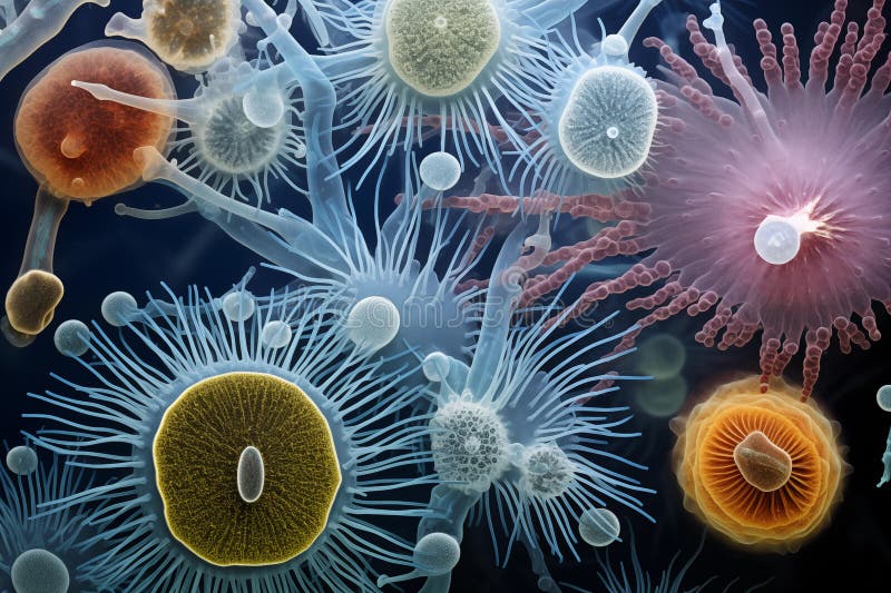 Microorganisms Under a Microscope. Generative AI Stock Photo - Image of ...