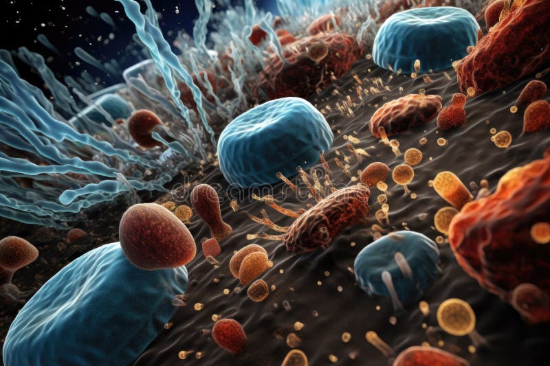 Microorganisms Under a Microscope for Fuel Cell Research Stock Image ...