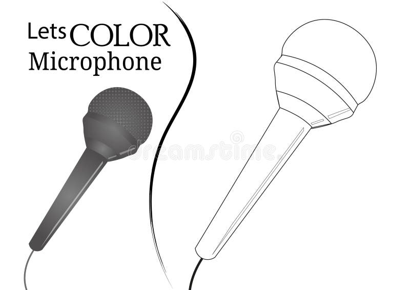 Microphone Coloring Pages for Kids Stock Vector - Illustration of read ...