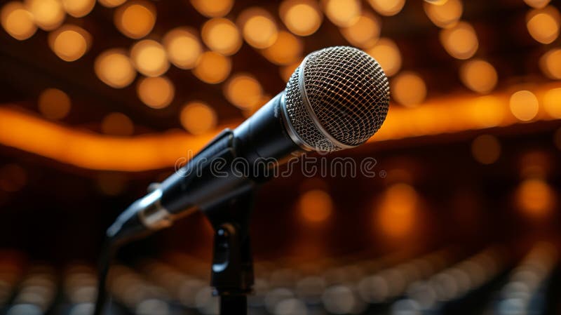 Microphone on Abstract Blurred of Speech in Seminar Room or Speaking ...