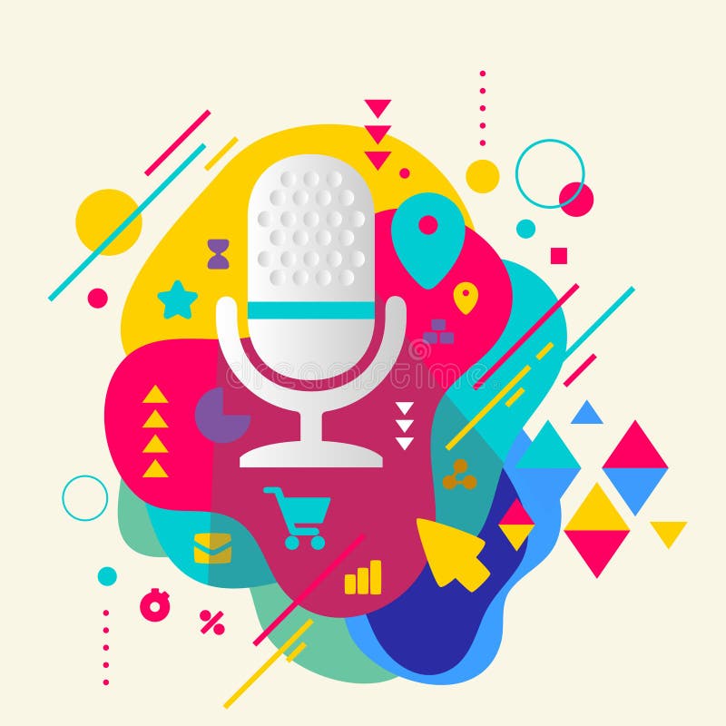 Retro Microphone with Abstract Elements Stock Vector - Illustration of ...