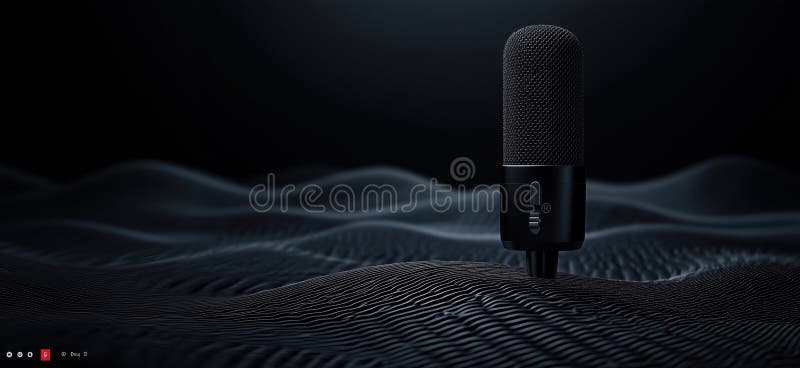 Microphone on Abstract Dark Background with Wavy Texture and Soft ...