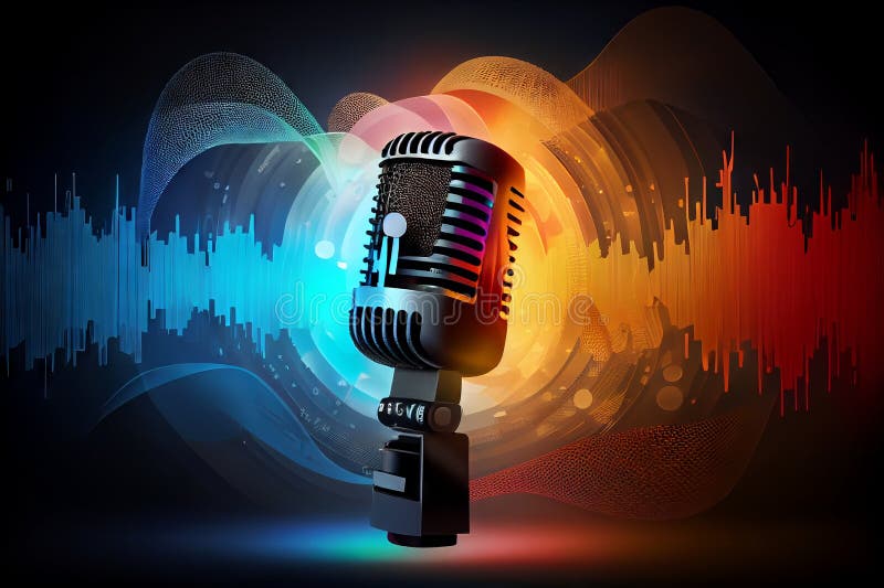 Microphone on Abstract Music Background. Generative AI Stock ...