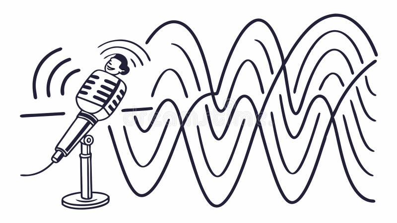 Microphone with Abstract Sound Waves Illustration, Vector Design ...