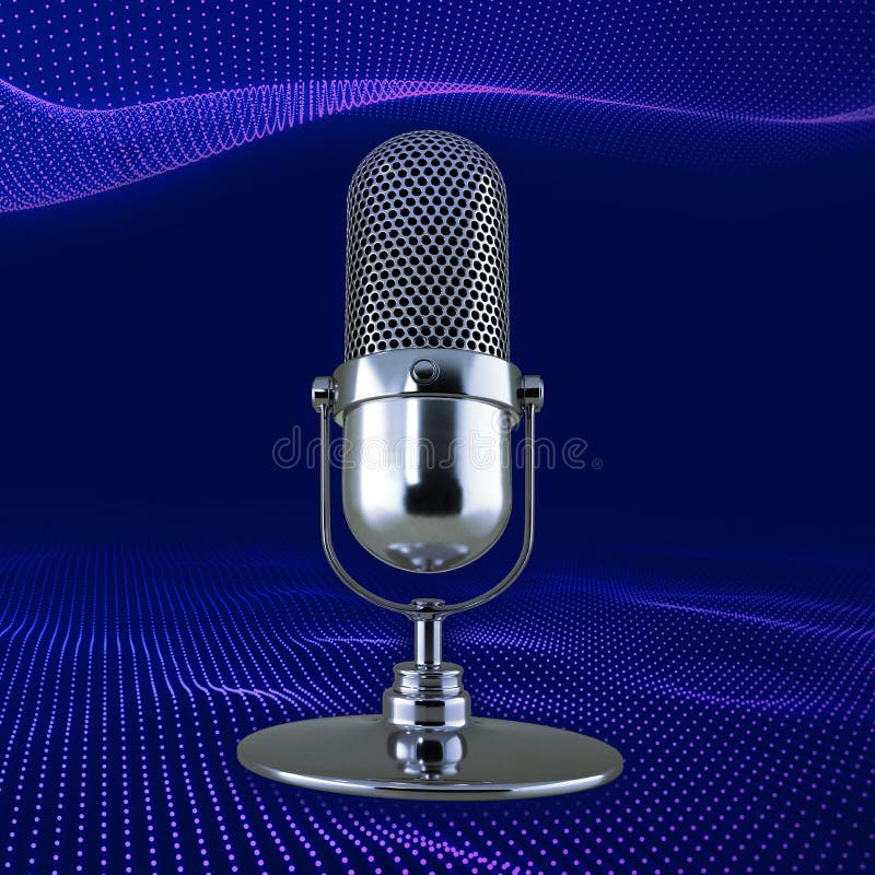Microphone on Abstract Virtual Reality Background. Podcast, Live ...