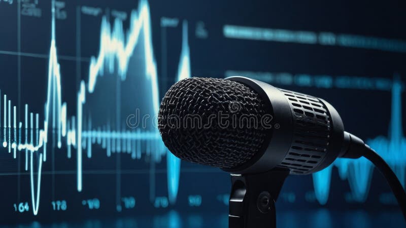 Microphone Against Financial Graph Background Stock Illustration ...