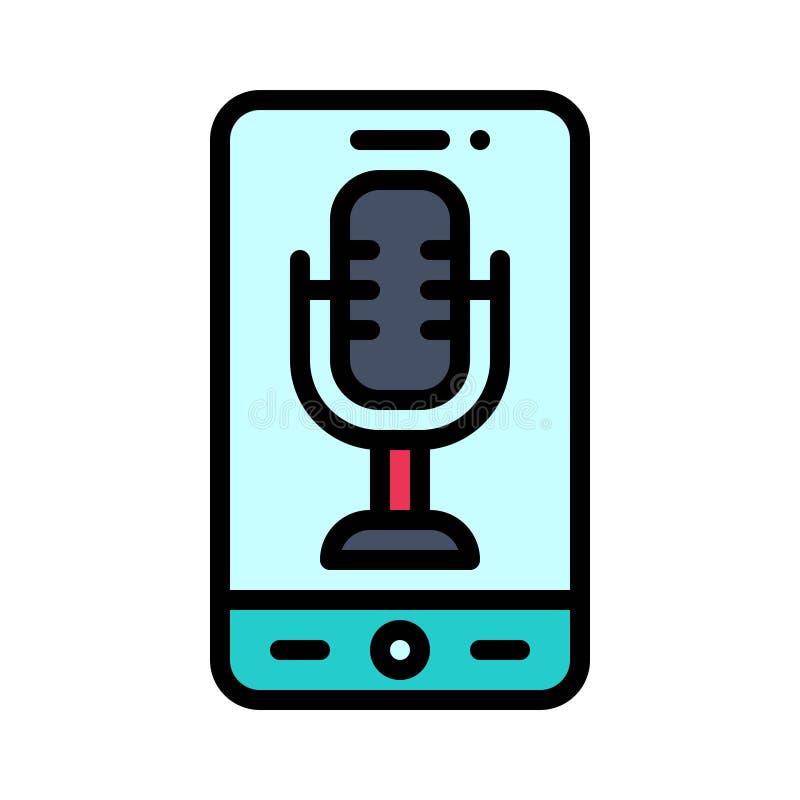 Microphone App Icon, Mobile Application Vector Illustration Stock ...