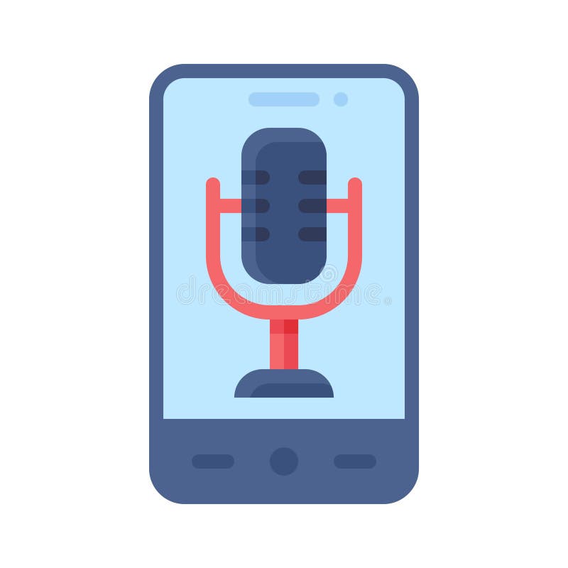 Microphone App Icon, Mobile Application Vector Illustration Stock ...